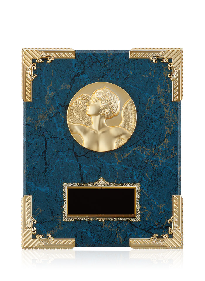 ブルーマーブル柄の木製表彰楯JAS-RPL-6216｜ジョイタス