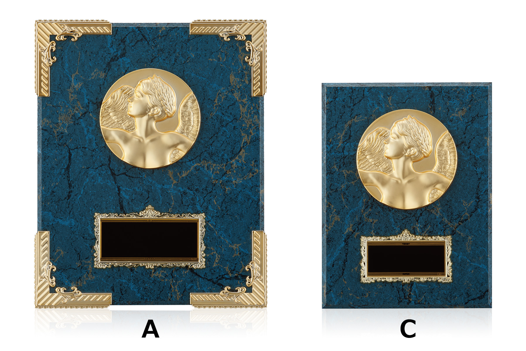 ブルーマーブル柄の木製表彰楯JAS-RPL-6216｜ジョイタス